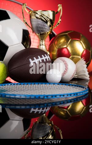 Trophy, Winning, Award. sport ball background Stock Photo - Alamy