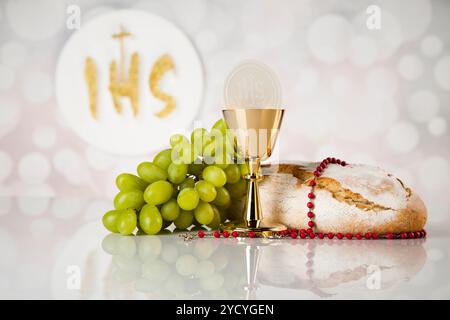 Holy communion elements on white background Stock Photo - Alamy