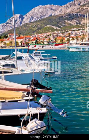 Makarska palm waterfront colorful view Stock Photo - Alamy