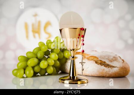 Holy communion elements on white background Stock Photo - Alamy