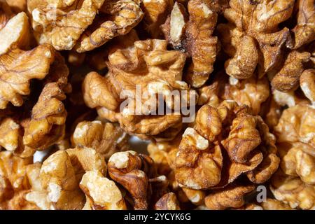 Scattered Shelled Walnuts. Background from Walnut. Natural High-Calorie ...