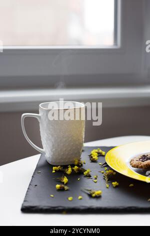 Oatmeal Peanut Butter Cookies With Almond Milk in Rustic Kitchen on ...
