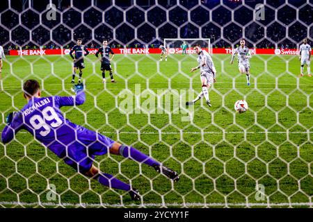 Wout Weghorst of Ajax scores a penalty to make it 2-1 during the UEFA ...