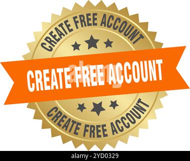 create free account round orange grungy vintage isolated stamp Stock ...