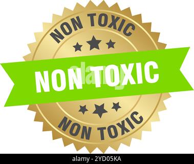toxic round green and gold label isolated on transparent background ...