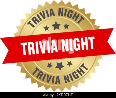 trivia round red and gold label isolated on transparent background ...