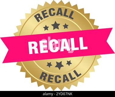 recall round pink label isolated on transparent background. recall ...