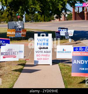 Political signs at early voting location in Fort Worth, Texas USA prior ...