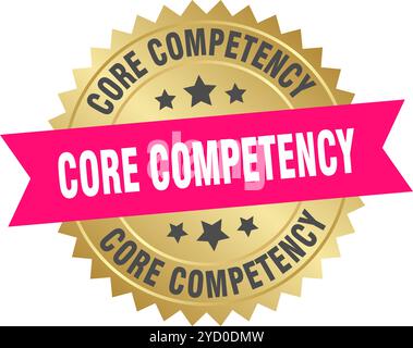 competency round pink and gold label isolated on transparent background ...