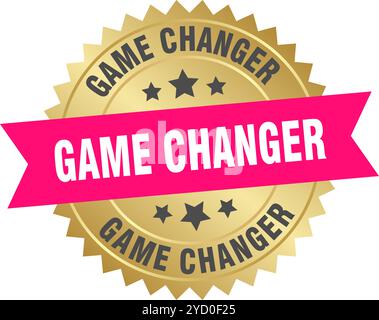 game changer round pink label isolated on transparent background. game ...