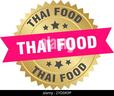 thai food round pink label isolated on transparent background. thai ...