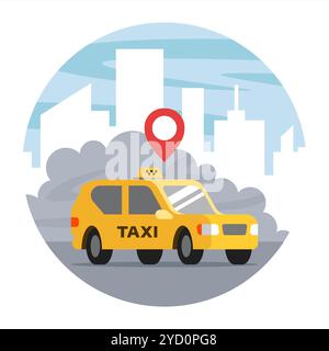 Yellow passenger taxi for city trips. Taxi stop sign Stock Vector Image ...