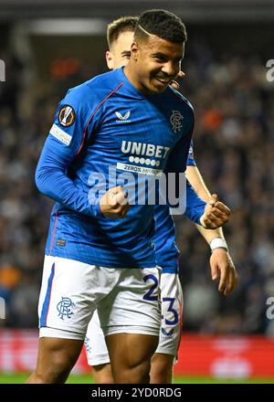 Rangers' Hamza Igamane celebrates his goal during the William Hill ...