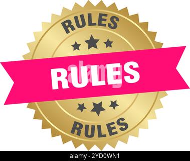 rules round pink label isolated on transparent background. rules Stock ...