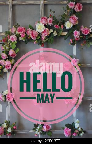 Banner hello may. Welcome picture. New month. Warm month. the month of ...