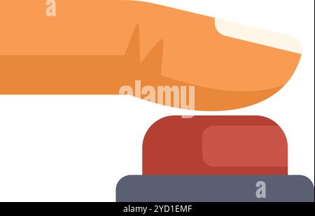 Finger is pushing a red button activating an emergency system Stock ...