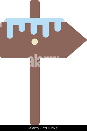 Vintage wooden arrow pointer covered with snow vector illustration ...