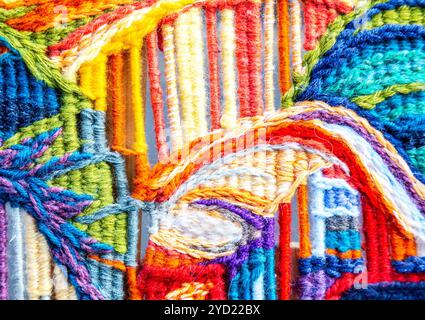 Woolen multicolored threads texture as background Stock Photo - Alamy