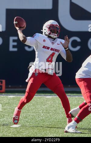 New Mexico State quarterback Logan Fife (4) throws during the first ...