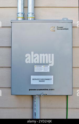 Standby generator transfer switch disconnect box junction wall ...