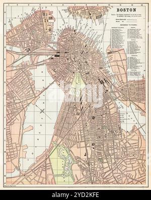 Vintage Detailed Boston City Map Printable Download Travel Poster Stock ...