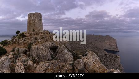 View of the Albercutx watchtower at Cap de Formentor in northwestern ...