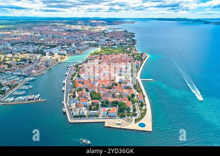Aerial view of the Sea organs and Sun Salutation in Zadar City, Croatia ...