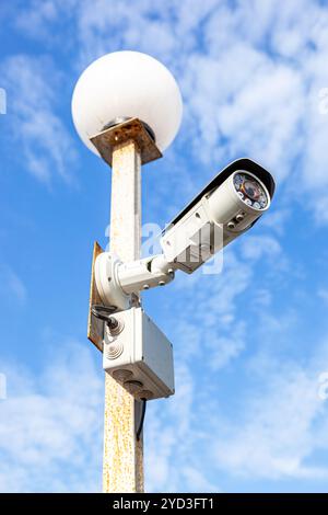Surveillance camera mounted on a white wall Stock Photo - Alamy