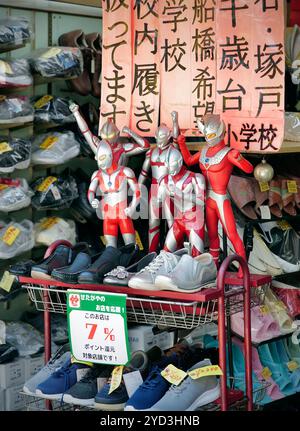 Japan, Honshu island, Kanto, Soshigaya Okura, manga statue of Ultraman ...