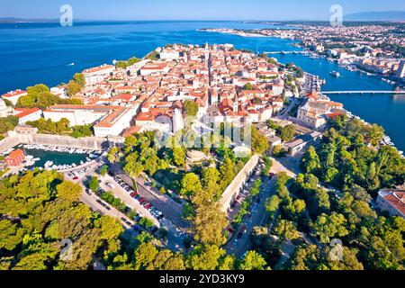 City of Zadar historic center and waterfront aerial panoramic view ...