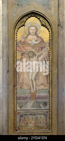 Italy, Florence. The Holy Trinity fresco by the early Italian ...