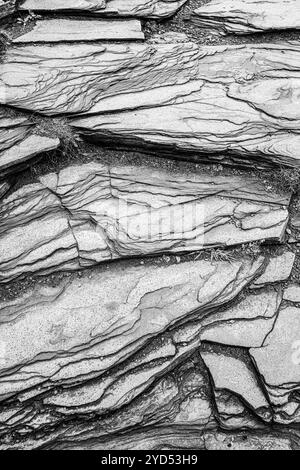 traditional Cornish wall building material worn away by the salt water ...