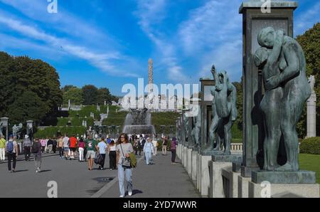 Oslo, Norway September, 2024 Tourists walking inside the Vigeland Park ...