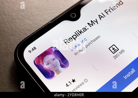In this photo illustration, the Replika logo is displayed on a ...