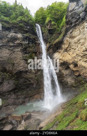 A scenic view of the Reichenbach Falls, a famous waterfall located in ...