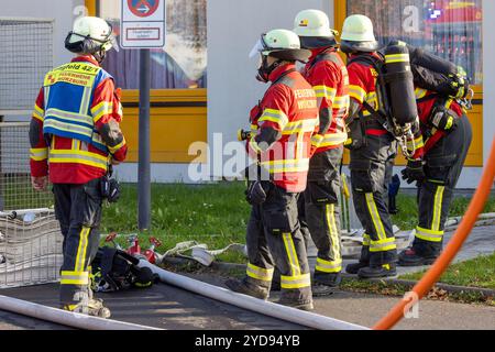 Grombuehl, Deutschland. 25th Oct, 2024. GER, Grombuehl, Roof truss fire ...
