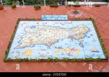 Map of Capri Laid Out With Painted Tiles on a Terrace, Capri, Campania ...