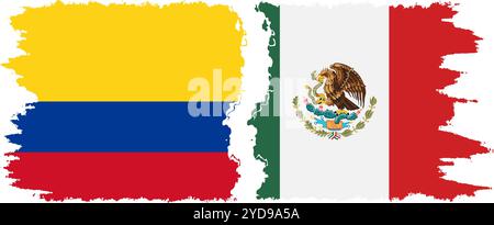 Colombia and Mexico grunge flags connection, vector Stock Vector Image ...