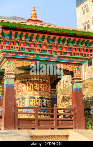 Buddhist temple architecture in Nepal. Interior of a typical nepali and ...