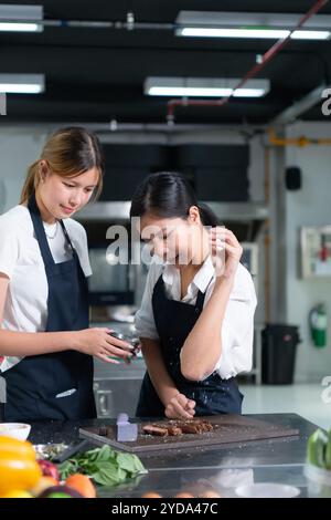 Raw pork steak with bone over board Stock Photo - Alamy