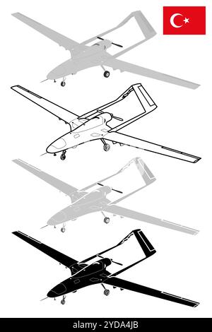 Modern air drone, remote control drone with camera isolated. Flat ...