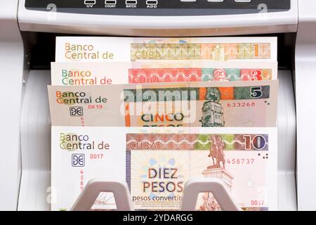 Cuban Convertible Pesos in the counting machine Stock Photo - Alamy