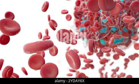 Illustration of clotted human red blood cells Stock Photo - Alamy