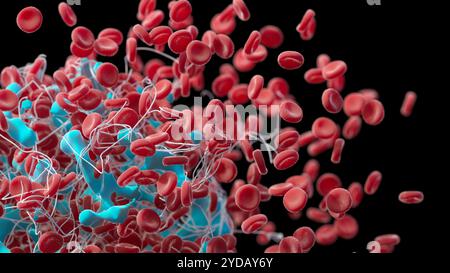 Illustration of clotted human red blood cells Stock Photo - Alamy