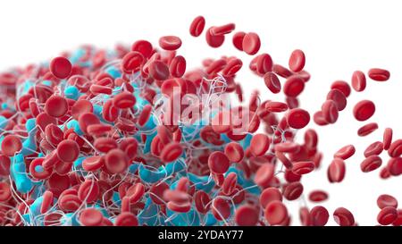 Illustration of clotted human red blood cells Stock Photo - Alamy