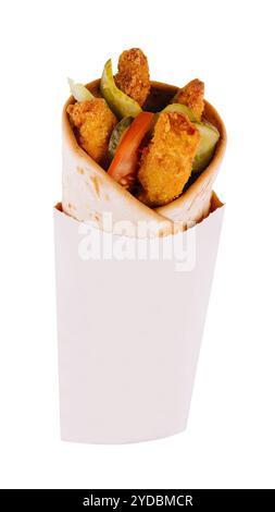 Roll with chicken nuggets isolated on white Stock Photo - Alamy