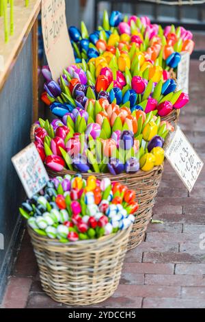Holland Amsterdam, flowers market, wooden hand painted tulips for sale ...