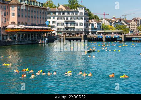 People have fun participating the swimming summer festival Stock Photo ...