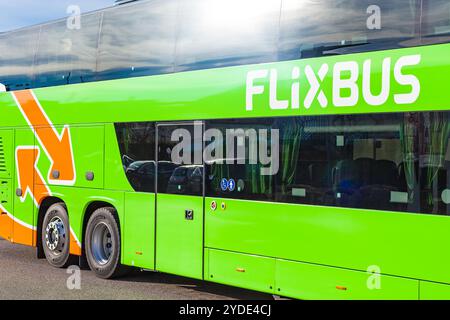 FlixBus logo on green coach. Bus travel Stock Photo - Alamy