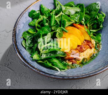 Delicious grilled meat with mango and cheese Stock Photo - Alamy